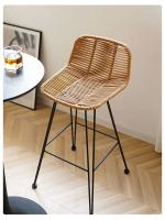 China Rattan High Chair Outdoor Rattan Bar Stool Front Desk Chair  Leisure Balcony Chair for sale