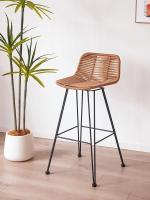 China Rattan High Chair Outdoor Rattan Bar Stool Front Desk Chair  Leisure Balcony Chair for sale