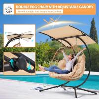 China Oversized Double Egg Chair with Adjustable Canopy, Patio Hanging Swing Chair, Hammock Chair with Cushion for sale