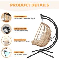China Oversized Double Egg Chair with Adjustable Canopy, Patio Hanging Swing Chair, Hammock Chair with Cushion for sale