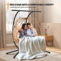 China Oversized Double Egg Chair with Adjustable Canopy, Patio Hanging Swing Chair, Hammock Chair with Cushion for sale