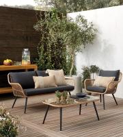China Custom Patio Furniture Set Luxurious Garden Sofa European Durable Waterproof Sofas for Balcony Teak Frame Outdoor Furniture Sofa for sale
