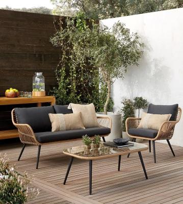 China Custom Patio Furniture Set Luxurious Garden Sofa European Durable Waterproof Sofas for Balcony Teak Frame Outdoor Furniture Sofa for sale