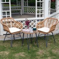 China Tropical Style Woven & Iron Garden Chairs - Outdoor Dining Furniture Set for Resort for sale