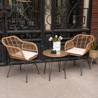 China Tropical Style Woven & Iron Garden Chairs - Outdoor Dining Furniture Set for Resort for sale
