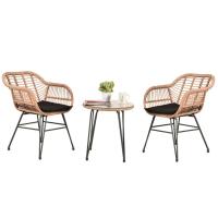 China Tropical Style Woven & Iron Garden Chairs - Outdoor Dining Furniture Set for Resort for sale