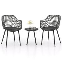 China 3 Piece Patio Bistro Set All Weather Heavy Duty Table and Chairs Set of 2 Black for sale