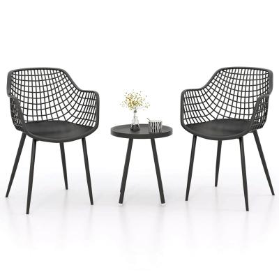 China 3 Piece Patio Bistro Set All Weather Heavy Duty Table and Chairs Set of 2 Black for sale