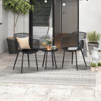 China 3 Piece Patio Bistro Set All Weather Heavy Duty Table and Chairs Set of 2 Black for sale