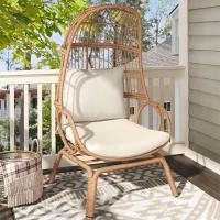 China 360° Swivel Egg Chair Outdoor, 370lbs Capacity Wicker Patio Rotating Basket Chair, All-Weather Small Egg Lounger Chair for sale