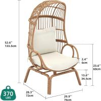 China 360° Swivel Egg Chair Outdoor, 370lbs Capacity Wicker Patio Rotating Basket Chair, All-Weather Small Egg Lounger Chair for sale