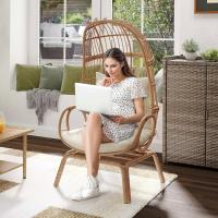 China 360° Swivel Egg Chair Outdoor, 370lbs Capacity Wicker Patio Rotating Basket Chair, All-Weather Small Egg Lounger Chair for sale