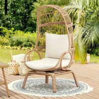 China 360° Swivel Egg Chair Outdoor, 370lbs Capacity Wicker Patio Rotating Basket Chair, All-Weather Small Egg Lounger Chair for sale