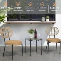 China Outdoor Wicker Furniture 3 Pcs, Patio Bistro Style Table and Chair Combination, Weather-resistant PE Wicker Weave for sale