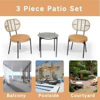 China Outdoor Wicker Furniture 3 Pcs, Patio Bistro Style Table and Chair Combination, Weather-resistant PE Wicker Weave for sale