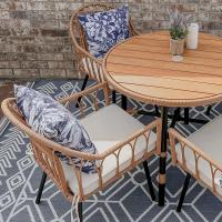China 4 Pieces Rattan Wicker Dinning Chairs, Outdoor Indoor Patio Furniture Set with Cushion and Curved Back All Weather Bistro Chair for sale
