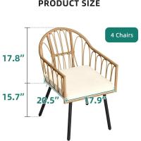 China 4 Pieces Rattan Wicker Dinning Chairs, Outdoor Indoor Patio Furniture Set with Cushion and Curved Back All Weather Bistro Chair for sale