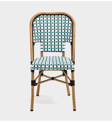 China Cafe Restaurant bar French Rattan Chair Dining Chair Wood Grain Outdoor Leisure Table and Chair Modern Rattan for sale