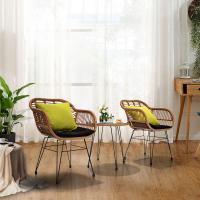 China New Outdoor Fashion Wicker Furniture Chair Restaurant Metal PE Rattan Dining Chair Dining Table Modern Kitchen Tables for sale