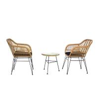 China New Outdoor Fashion Wicker Furniture Chair Restaurant Metal PE Rattan Dining Chair Dining Table Modern Kitchen Tables for sale