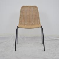 China Hot Sell Outdoor Furniture Patio Rattan Wicker Dining Chairs Cheap Stack Courtyard Restaurant Bistro Cafe Garden Chair for sale