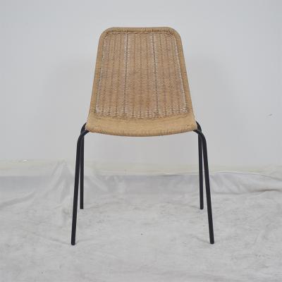 China Hot Sell Outdoor Furniture Patio Rattan Wicker Dining Chairs Cheap Stack Courtyard Restaurant Bistro Cafe Garden Chair for sale