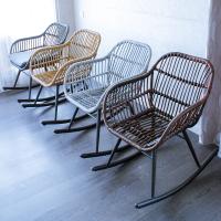 China Outdoor Rocking Chair Rattan Patio Yard Furniture All-weather with Cushions Modern Provide Garden Chair Kitchen Bar Stools Chair for sale