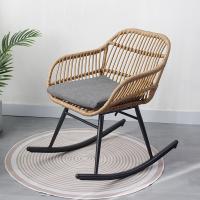 China Outdoor Rocking Chair Rattan Patio Yard Furniture All-weather with Cushions Modern Provide Garden Chair Kitchen Bar Stools Chair for sale