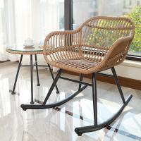 China Outdoor Rocking Chair Rattan Patio Yard Furniture All-weather with Cushions Modern Provide Garden Chair Kitchen Bar Stools Chair for sale