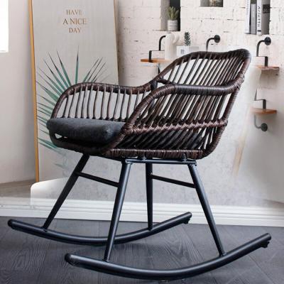 China Wholesale Patio Rocking Chair Garden Furniture Comfortable Elegant Rattan Hand-weaved Rattan Chair for sale