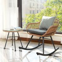 China Wholesale Patio Rocking Chair Garden Furniture Comfortable Elegant Rattan Hand-weaved Rattan Chair for sale