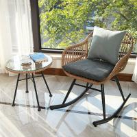 China Wholesale Patio Rocking Chair Garden Furniture Comfortable Elegant Rattan Hand-weaved Rattan Chair for sale