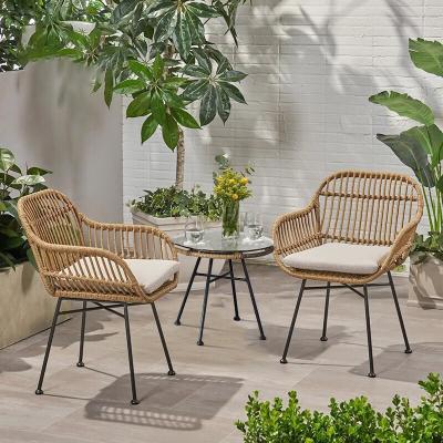 China Outdoor Garden Patio Furniture Cheap Coffee Set Good Quality PE Rattan Chair and Table with Large Quantity for sale