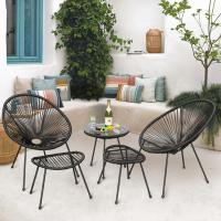China Balcony Outdoor Furniture Frame Leisure Chair Hotel Villa Bistro Swimming Pool Side Garden Chair and Table Rattan with Metal for sale