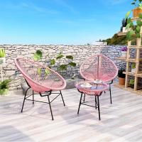 China Balcony Outdoor Furniture Frame Leisure Chair Hotel Villa Bistro Swimming Pool Side Garden Chair and Table Rattan with Metal for sale