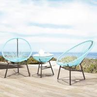 China Balcony Outdoor Furniture Frame Leisure Chair Hotel Villa Bistro Swimming Pool Side Garden Chair and Table Rattan with Metal for sale