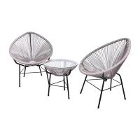 China Balcony Outdoor Furniture Frame Leisure Chair Hotel Villa Bistro Swimming Pool Side Garden Chair and Table Rattan with Metal for sale