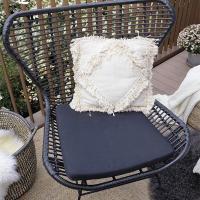 China Cheap Outdoor Furniture Garden Rope Rattan Arm Dining Chair Weave PE with Metal Modern Provide Legs Cushion Cafe Patio Outdoor for sale