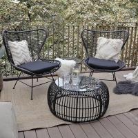 China Cheap Outdoor Furniture Garden Rope Rattan Arm Dining Chair Weave PE with Metal Modern Provide Legs Cushion Cafe Patio Outdoor for sale