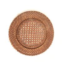 China Natural Rattan Round Classic Charger Plate with Pattern Handmade Woven Customizable for Wholesale From China for sale