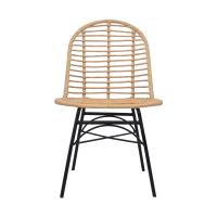 China YILIN Modern Luxury Rattan Chair Living Room Dining Chair Outdoor Furniture Black Metal and Grass Woven Dining Chairs Provide for sale