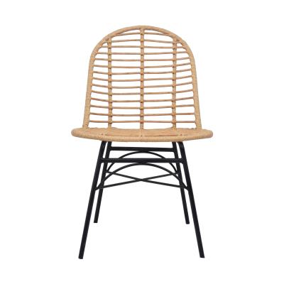 China YILIN Modern Luxury Rattan Chair Living Room Dining Chair Outdoor Furniture Black Metal and Grass Woven Dining Chairs Provide for sale