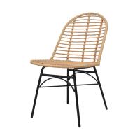 China YILIN Modern Luxury Rattan Chair Living Room Dining Chair Outdoor Furniture Black Metal and Grass Woven Dining Chairs Provide for sale