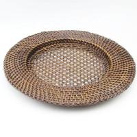 China Natural Rattan Tablemat Hollow Wicker Charger Plates for Holiday Christmas Kitchen Table Mat Round Woven Placemats for sale