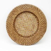 China Natural Rattan Tablemat Hollow Wicker Charger Plates for Holiday Christmas Kitchen Table Mat Round Woven Placemats for sale