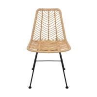China YILIN Modern Luxury Rattan Chair Living Room Dining Chair Outdoor Furniture Black Metal and Grass Woven Dining Chairs Provide for sale