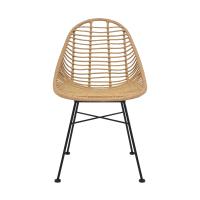 China YILIN Modern Luxury Rattan Chair Living Room Dining Chair Outdoor Furniture Black Metal and Grass Woven Dining Chairs Provide for sale