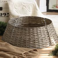 China Diameter Detachable PE Rattan Woven Customizable Size Color Christmas Tree Collar Skirt Fence Artificial Christmas Tree Base for sale