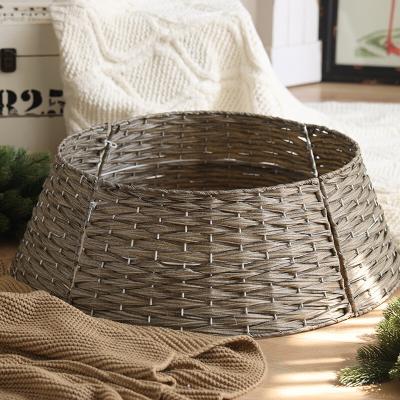 China Diameter Detachable PE Rattan Woven Customizable Size Color Christmas Tree Collar Skirt Fence Artificial Christmas Tree Base for sale