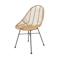 China YILIN Modern Luxury Rattan Chair Living Room Dining Chair Outdoor Furniture Black Metal and Grass Woven Dining Chairs Provide for sale